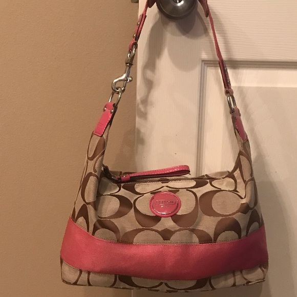 Coach | Bags | Hpcoach F7434 Signature Stripe Hobo Purse | Poshmark